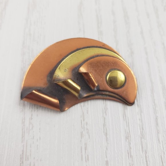 Jewelry | Vintage Abstract Half Moon Brooch Pin Mod Retro | Poshmark